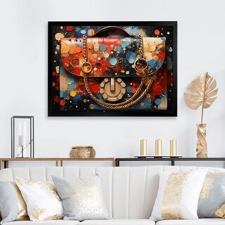 Designart "Fashion Bag Pointillism III" Fashion Framed Wall Art Living Room - Bed Bath & Beyond ...